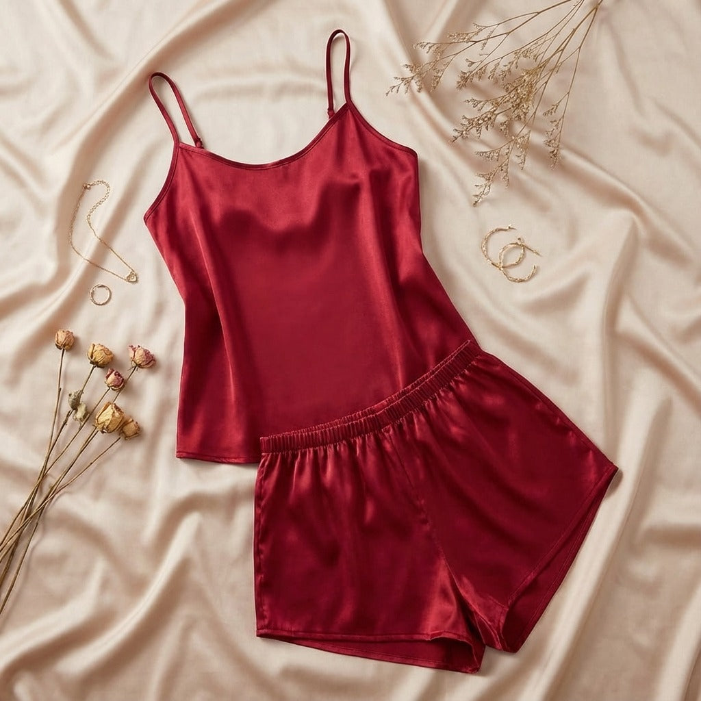 Red Women's Jersey Camisole Set (2 Pcs) | K-Linen